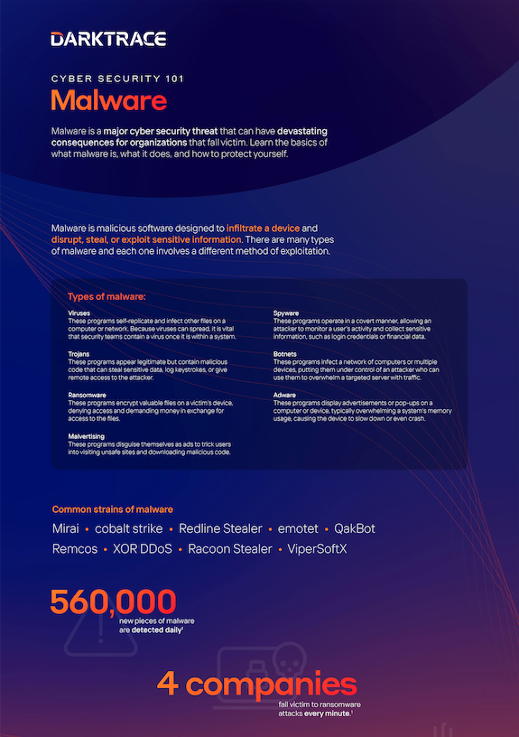 Cyber Security 101: Malware | Data Sheet | Darktrace Resource